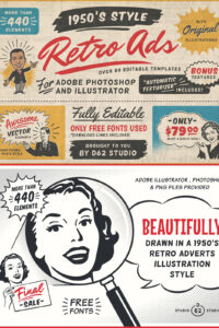 1950s Retro Style Ad Templates - Dozzen